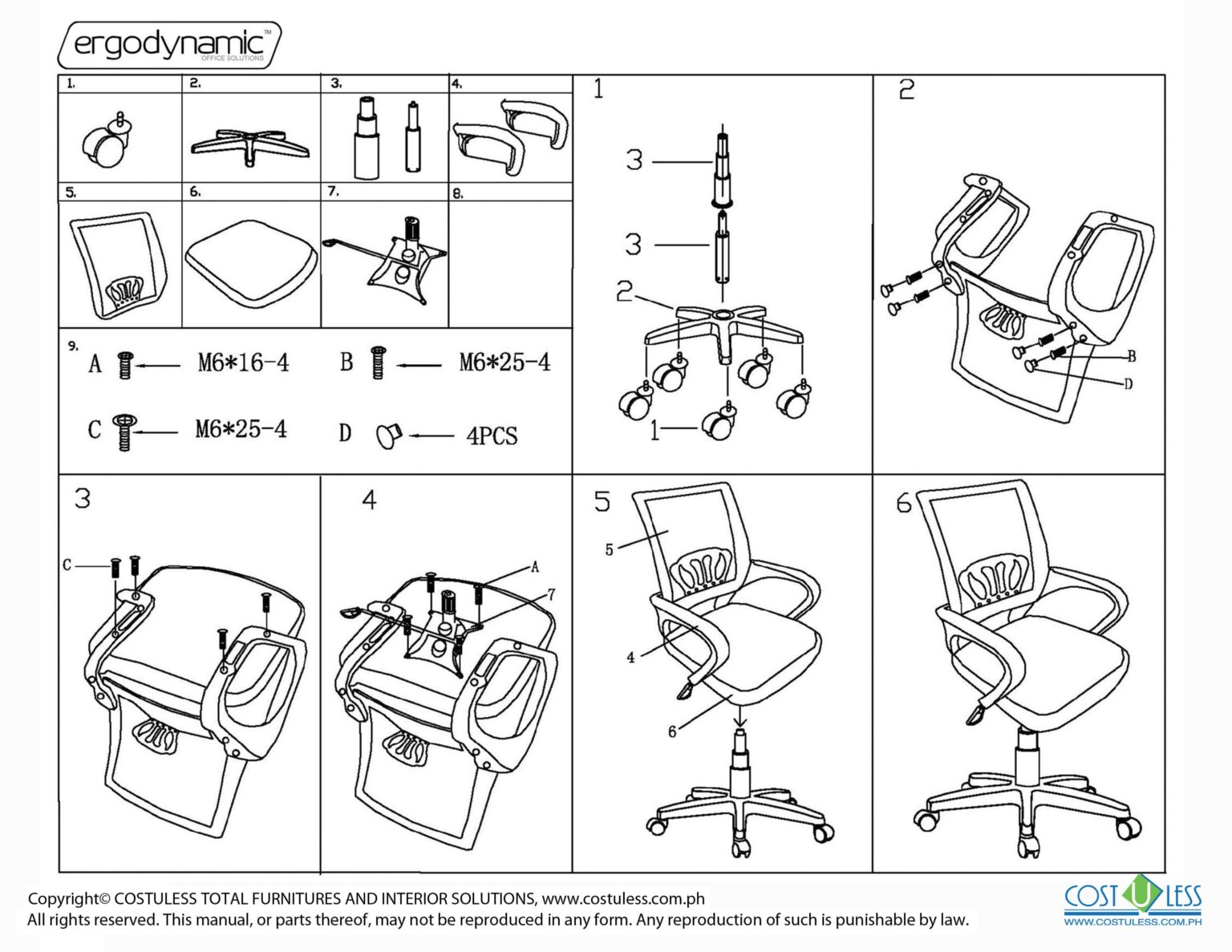 Ergodynamic STAN BLK Tilting Mesh Office Chair – Cost U Less | Total ...