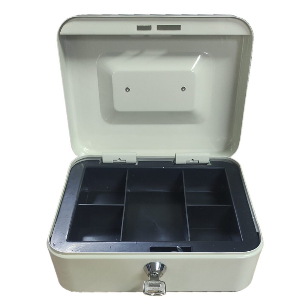 iSAFE CB-MED Metal Cash Box Medium Size with Key Lock and handle (Beige ...