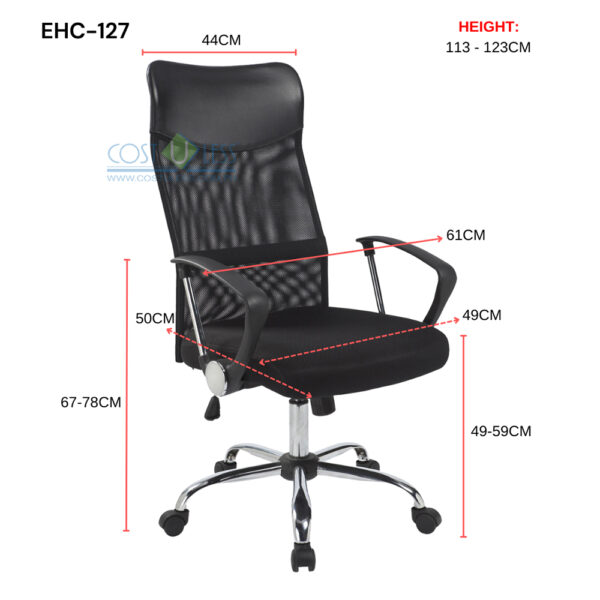 Ergodynamic EHC-127 Executive Mesh Chair (Black) – Cost U Less | Total ...