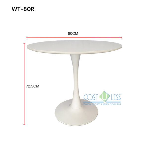 Ergodynamic WT-80R Round Table 80cm Diameter Round Wooden Painted Top ...